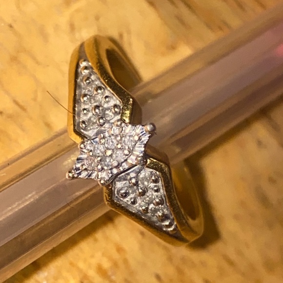 Jewelry | Diamond Marquise Cluster Ring Sterling Silver Gold Overlay ...